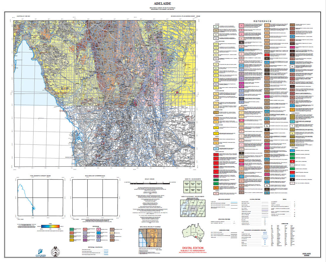 Adelaide 250K Sheet SI 54-09 Geological map (Digital Edition) - Map ...