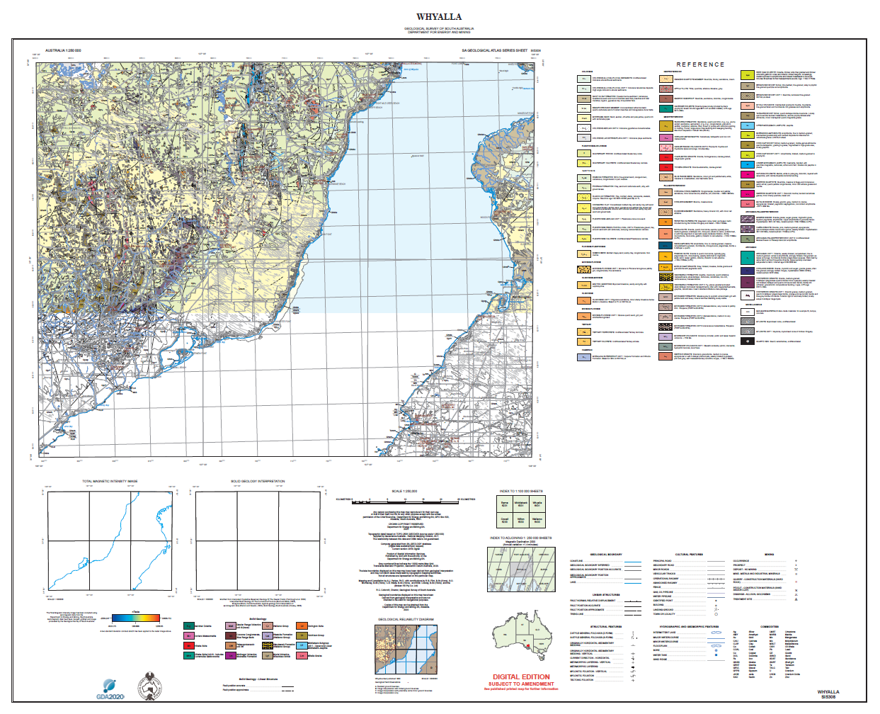 Whyalla 250K Sheet SI 53-08 Geological map (Digital Edition) - Map ...