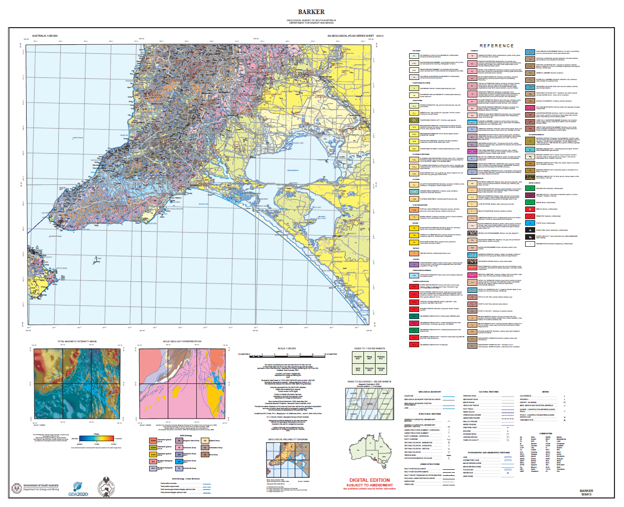 Barker 250K Sheet SI 54-13 Geological map (Digital Edition) - Map ...