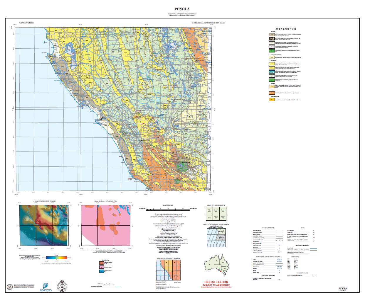 Penola 250K Sheet SJ 54-06 Geological map (Digital Edition) - Map ...